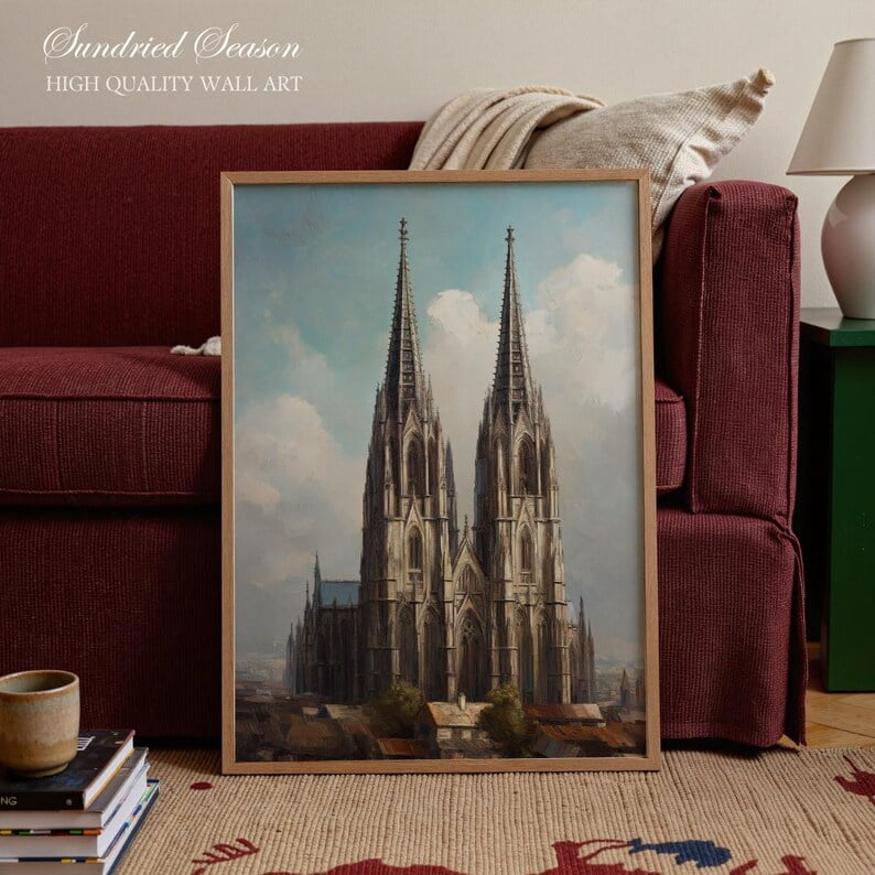 Cologne Cathedral Gothic Architecture Print, Historic German Wall Art ...