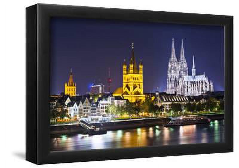 Cologne, Germany Skyline on the Rhine River, Framed Art Print Wall Art ...