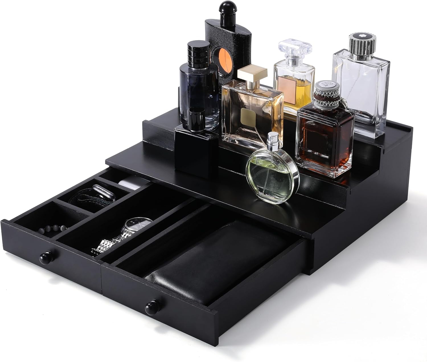 Cologne Organizer for Men, 3-Tier Cologne Stand with Drawer and Hidden ...