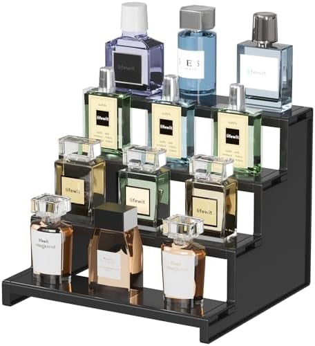 Cologne Organizer for Men, 4 Tier Plastic Perfume Stand, Tool-free ...