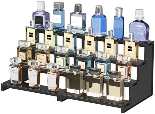 Cologne Organizer for Men, 4 Tier Plastic Perfume Stand, Tool-free ...
