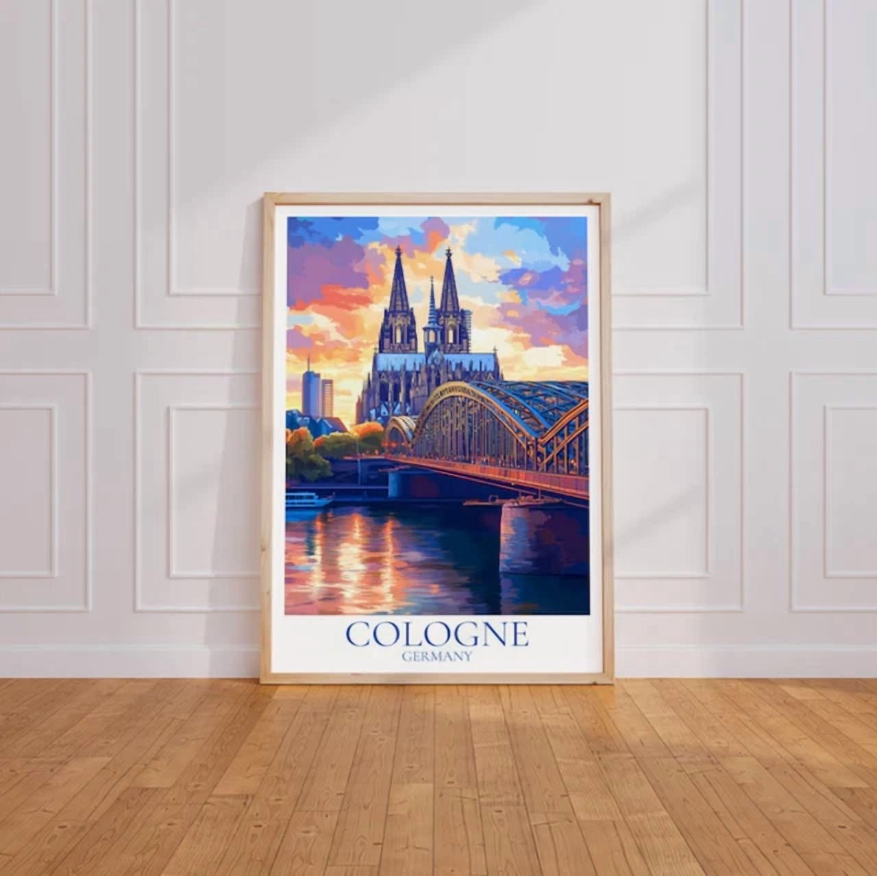 Cologne Travel Poster Cologne Cathedral Wall Art Cologne Print Art Home ...