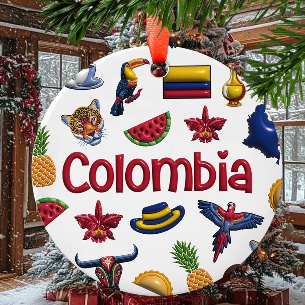 Colombia Christmas Ornament, Ceramic, Acrylic, Mom’s Day Keepsake ...