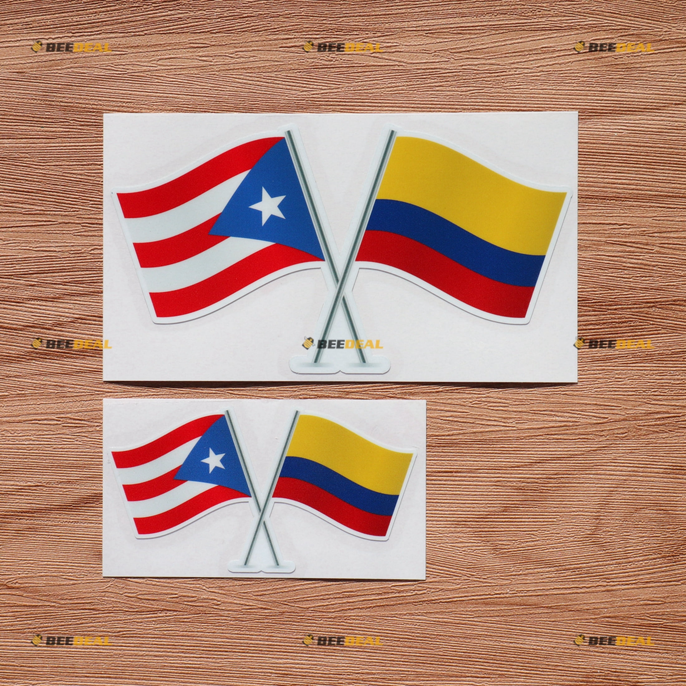Colombia Colombian Puerto Rico Puerto Rican Flags Vinyl Decal Sticker - 2 Pack Glossy, 4 Inches ...
