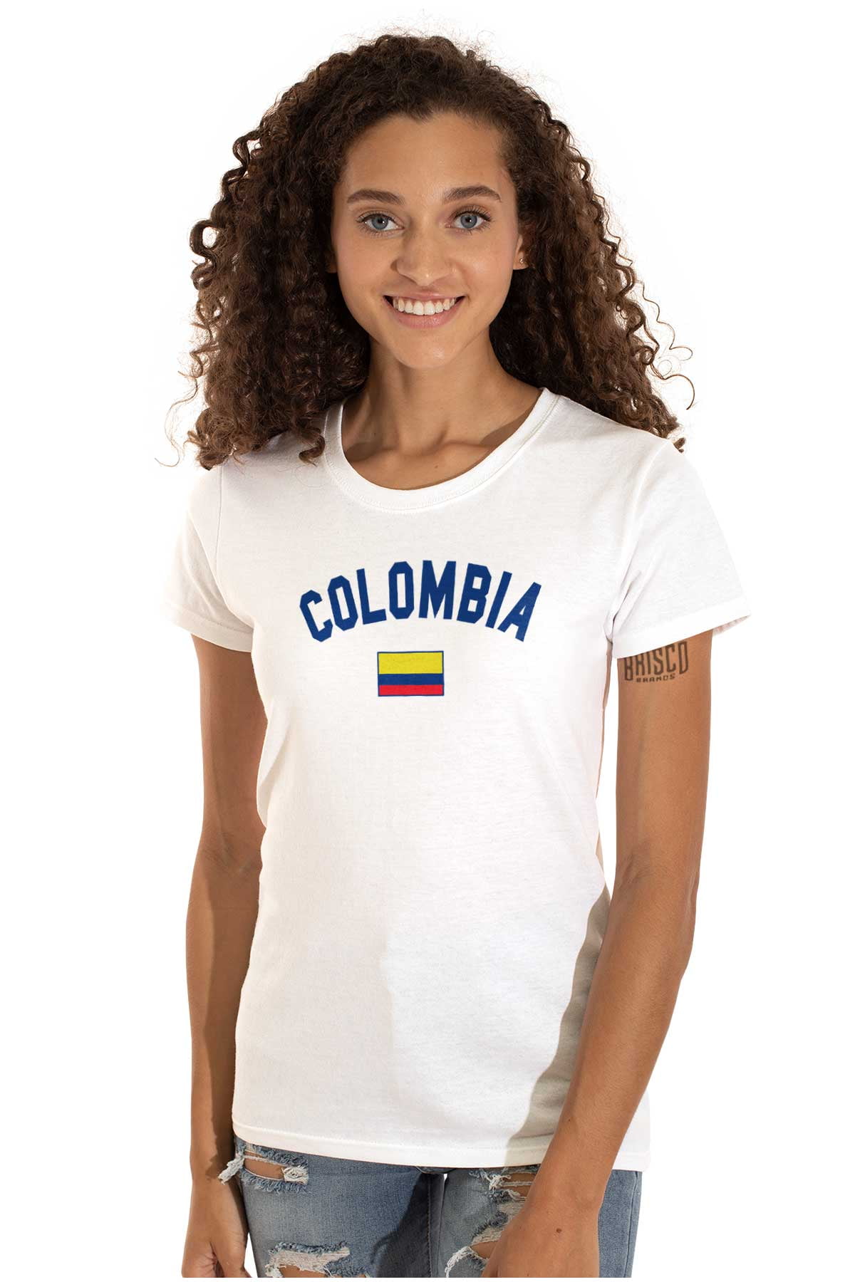 Colombia Country Flag Soccer Fan Pride Womens Slim Fit Graphic Tee ...