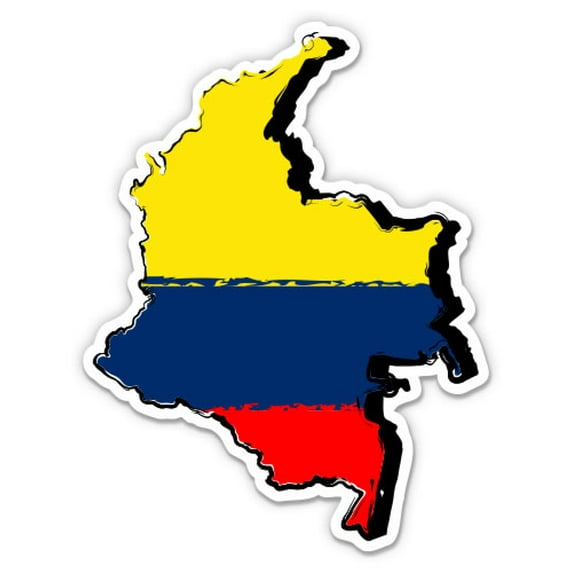 Colombia Country Shape Colombian Flag - 5" Vinyl Sticker - For Car ...