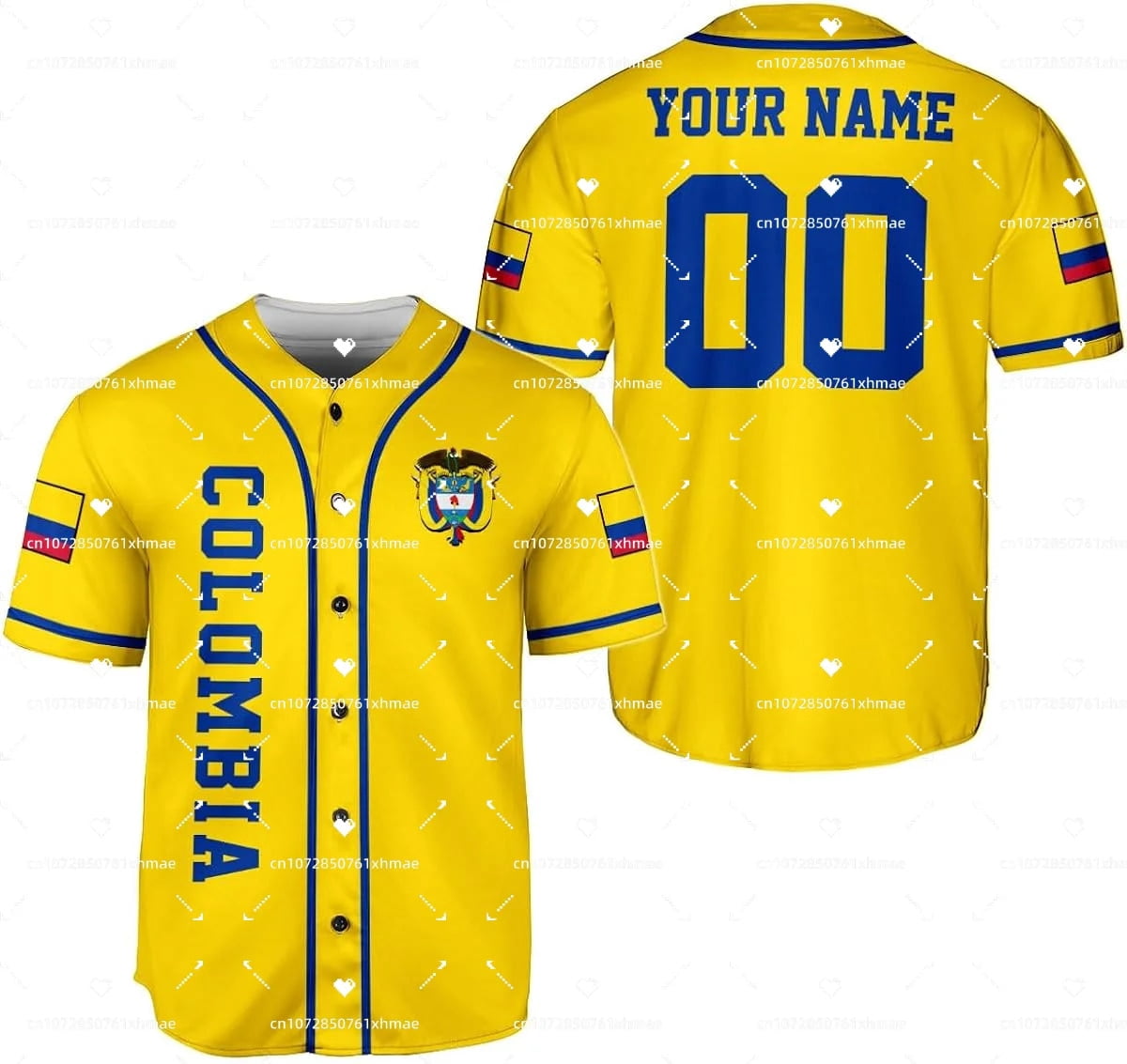 Colombia Flag Badge Baseball Jersey Men's Women's Casual Jersey Men's ...
