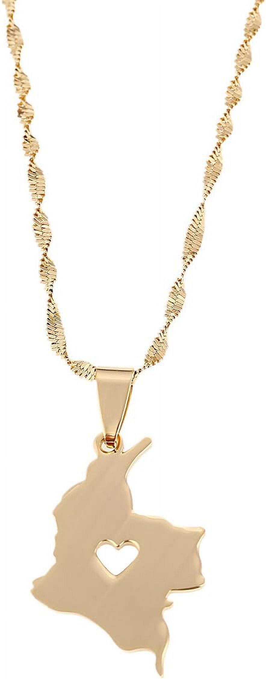 Colombia Map Pendant Necklace Map of Colombian Jewelry Gold - Walmart.com
