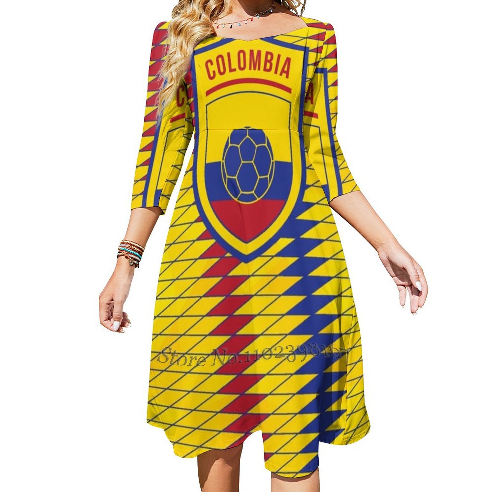 Colombia Sweetheart Knot Flared Dress Fashion Design Large Size Loose ...