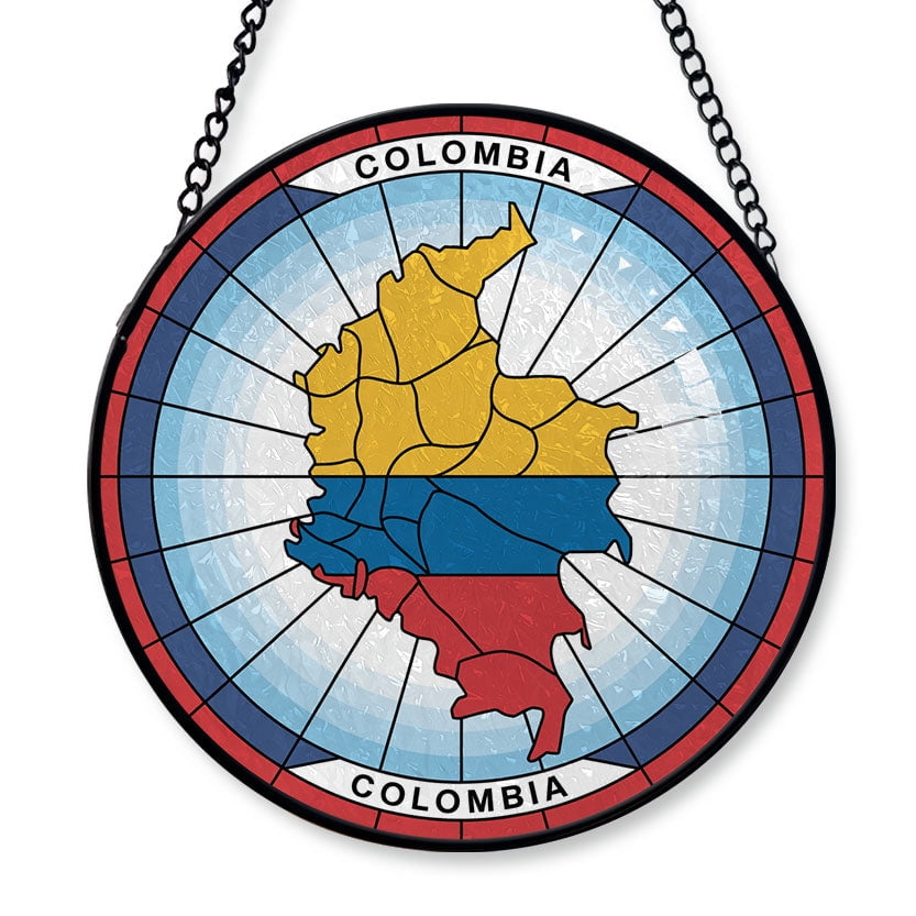 Colombia Travel Decor Suncatcher Stained Glass Window Hanging, Gift for ...
