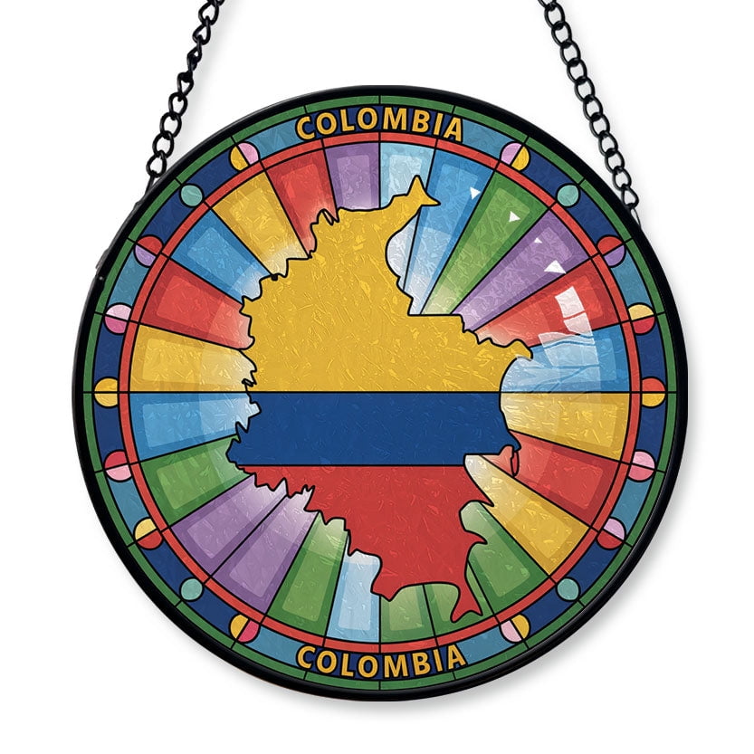 Colombia Travel Decor Suncatcher Stained Glass Window Hanging, Gift for ...