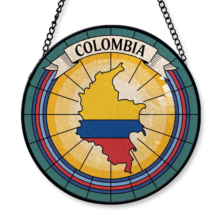 Colombia Travel Decor Suncatcher Stained Glass Window Hanging, Gift for ...