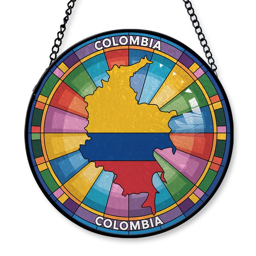 Colombia Travel Decor Suncatcher Stained Glass Window Hanging, Gift for ...