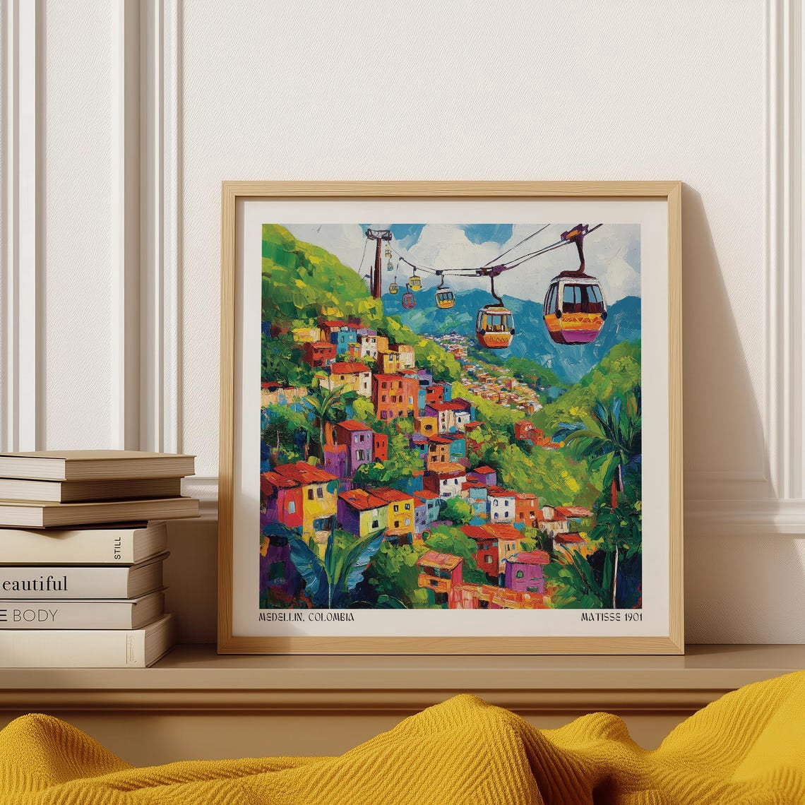 Colombia Wall Art – Colorful Medellín Hillside With Cable Cars And ...