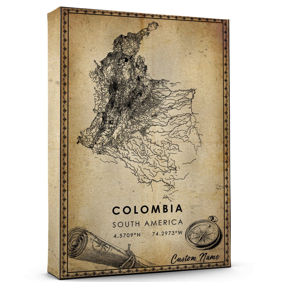 Colombia country Map Poster, Colombia road Map Art Poster, Canvas ...