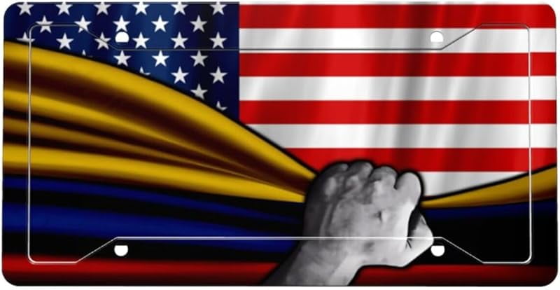 Colombian Colombia Flag and Puerto Rico Puerto Rican Flag Front License ...