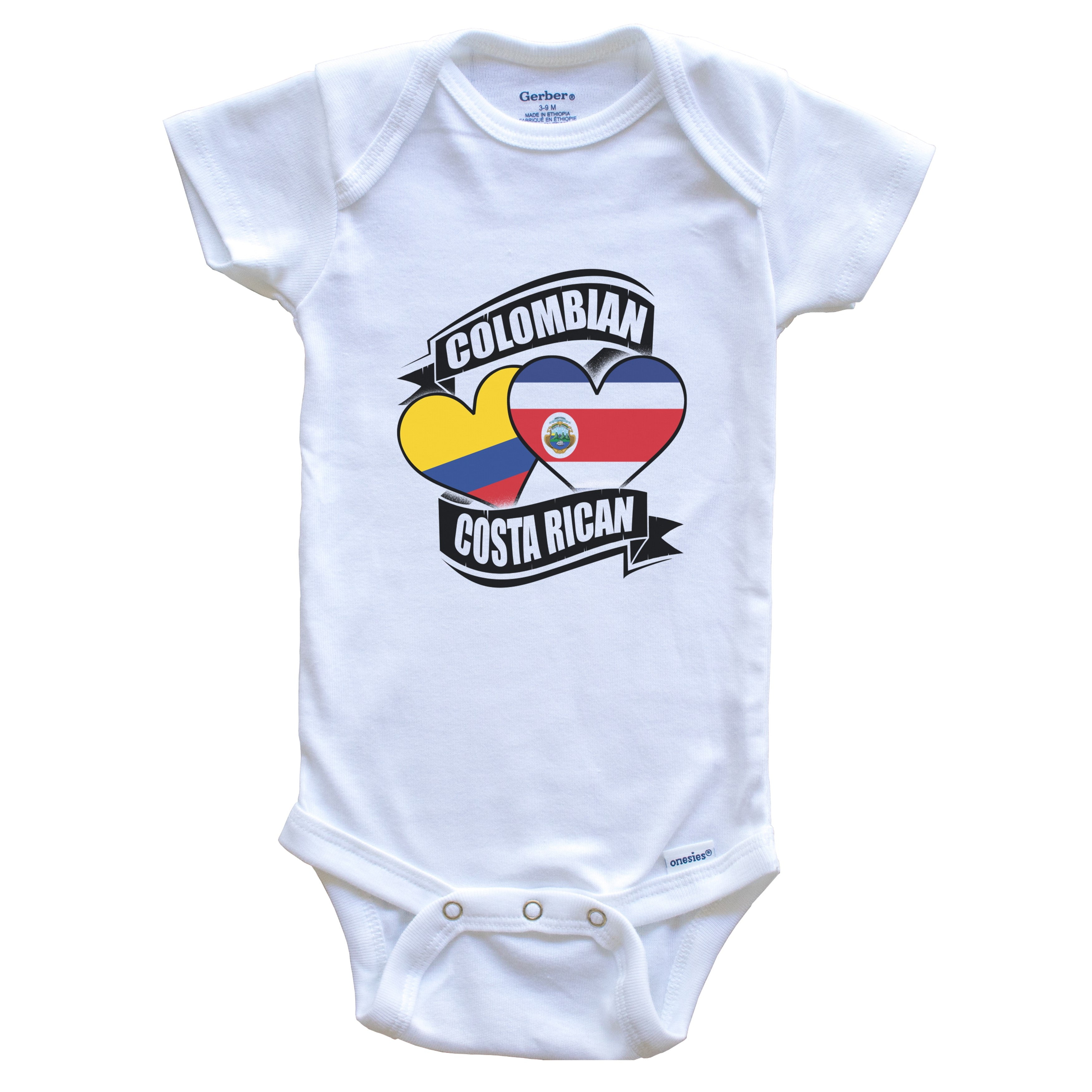 Colombian Costa Rican Hearts Colombia Costa Rica Flags Baby Bodysuit, 0 ...