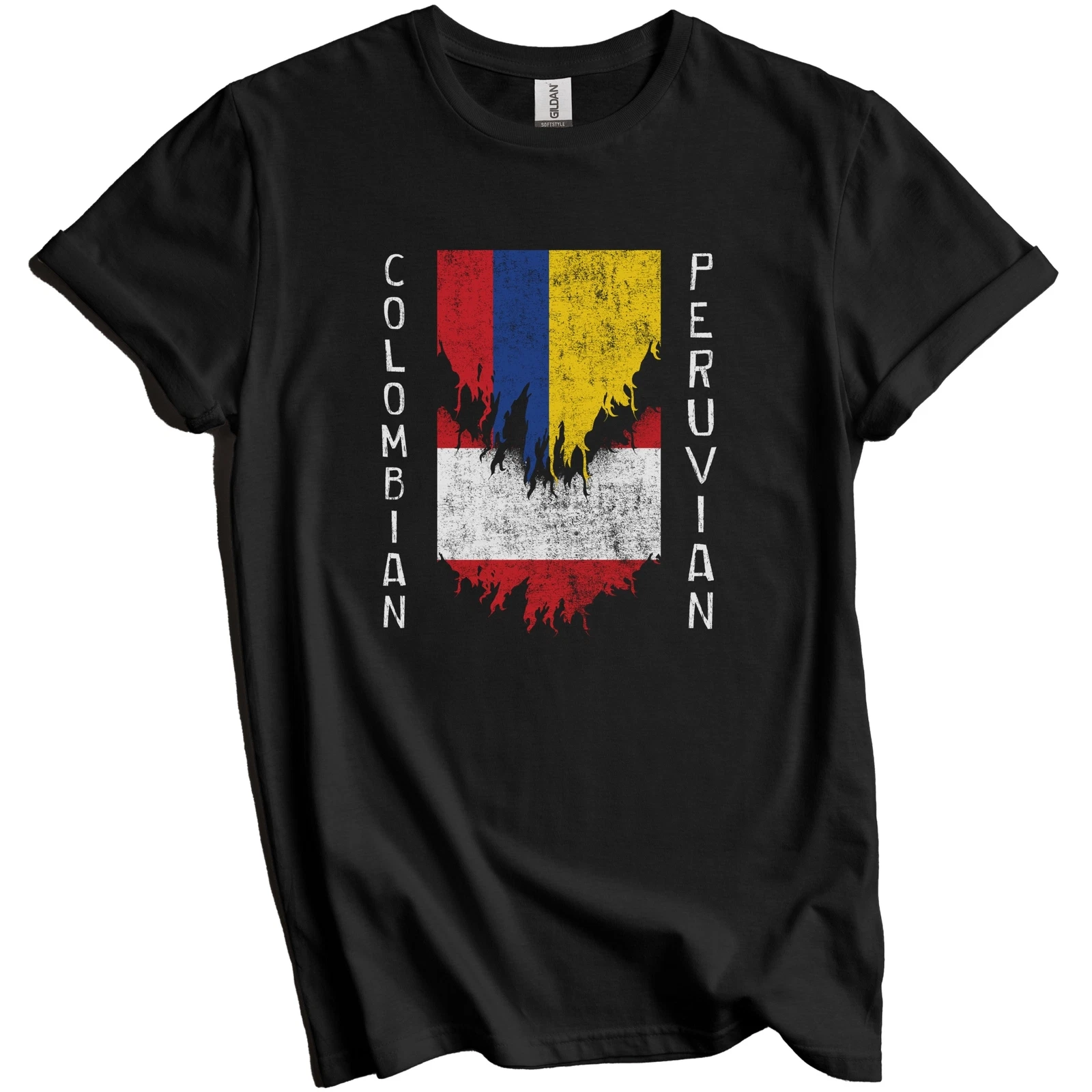 Colombian Peruvian Flags Ripped Torn Colombia Peru T-Shirt - Walmart.com