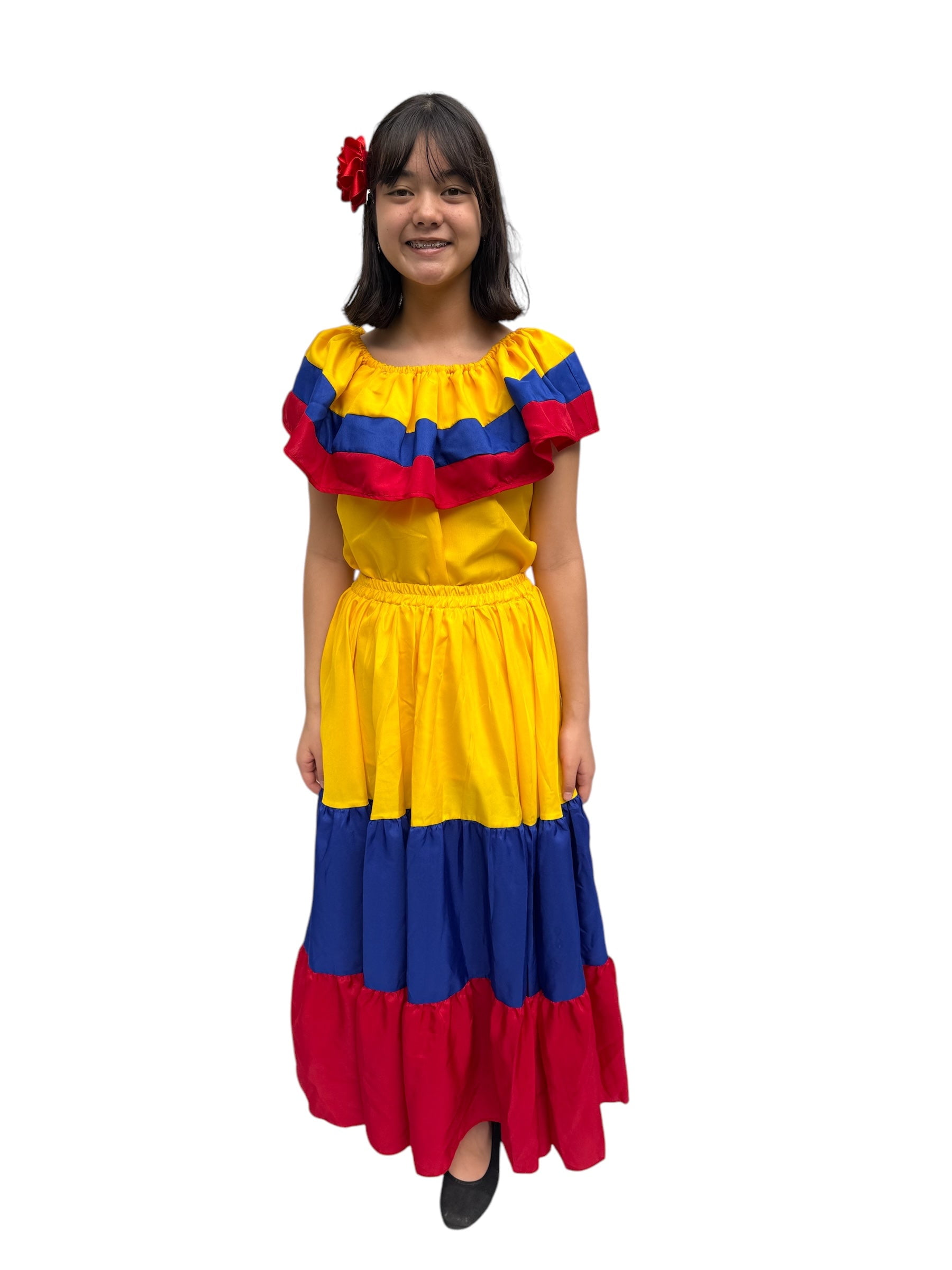 Colombian Traditional Tri-Color Dress for Women - Walmart.com