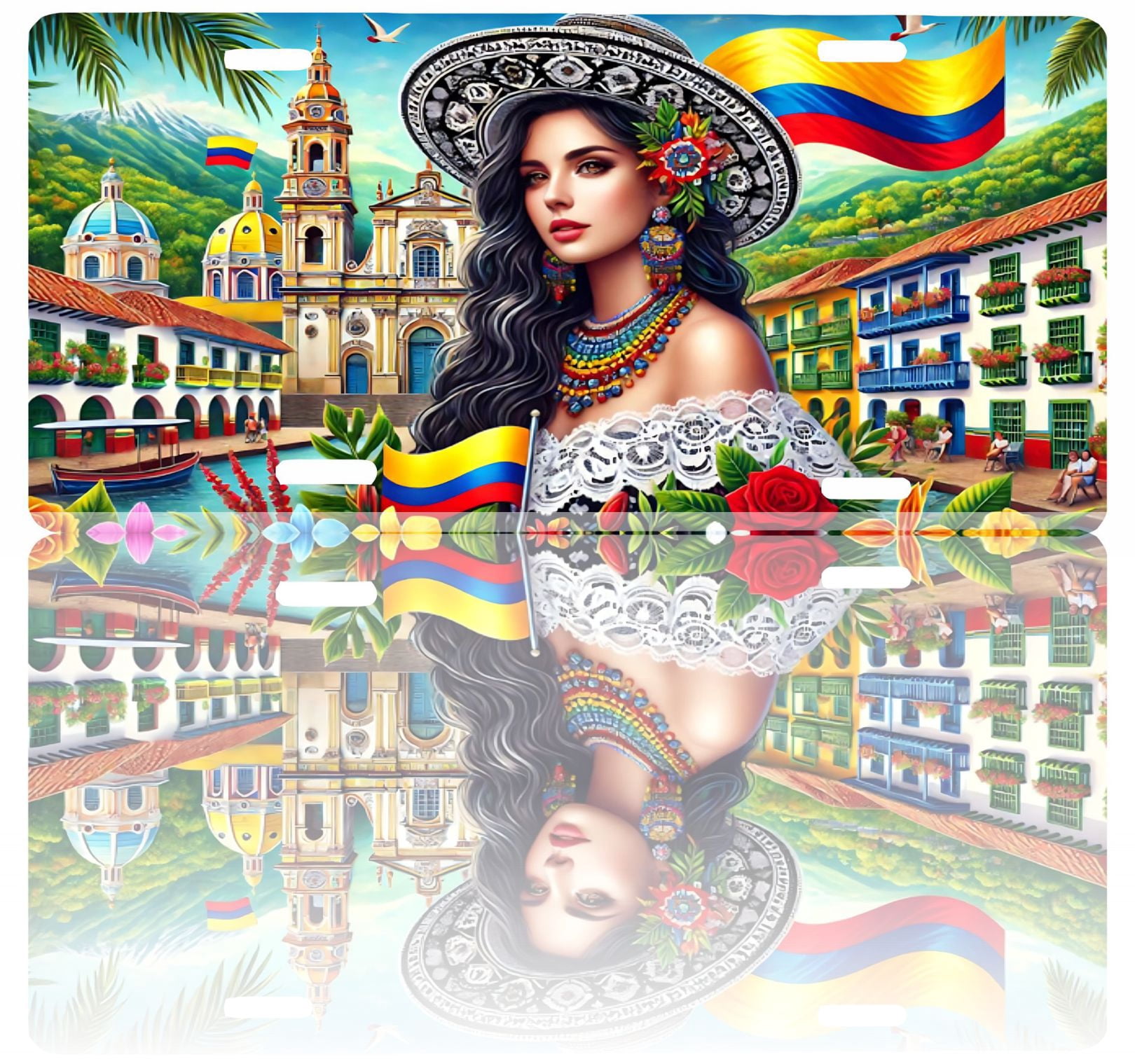 Colombian Woman Colombia Aluminum Vanity Novelty License Plate Placa, 6 ...