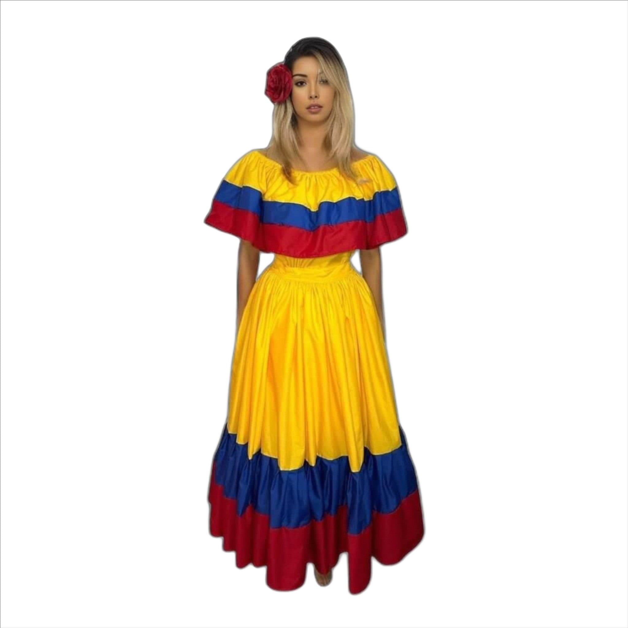 Colombian and Venezuelan Traditional Dress - Wide-L / Yellow - Walmart.com