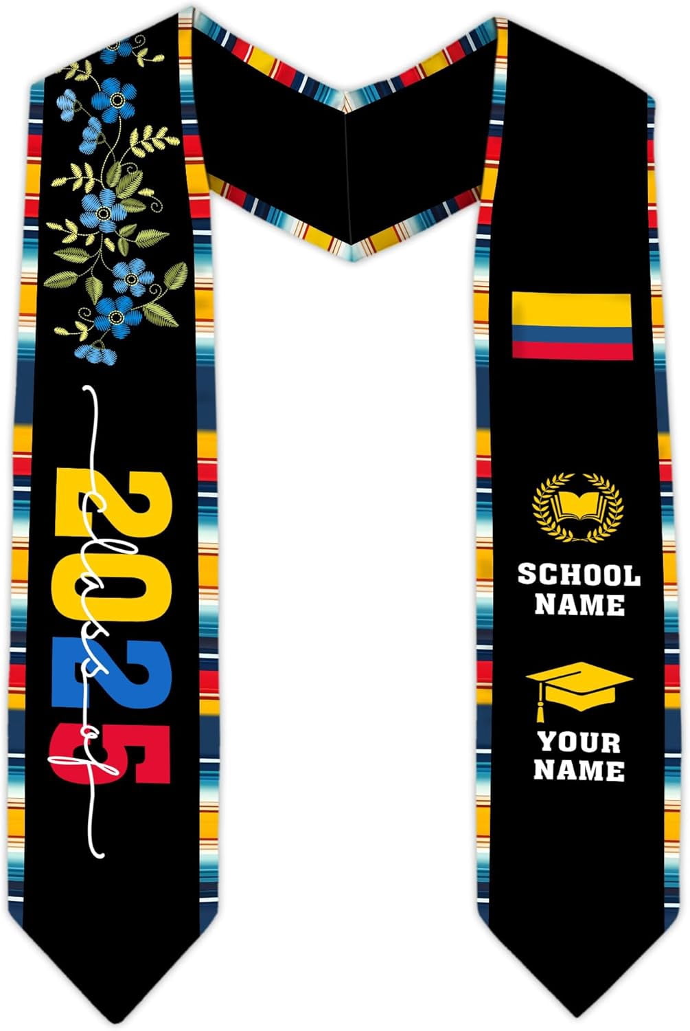 Colombians Graduation Sash, Custom Colombians American Flag Graduation ...
