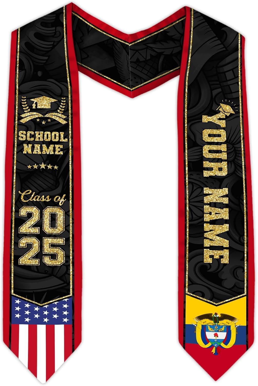 Colombians Graduation Sash, Custom Colombians American Flag Graduation ...