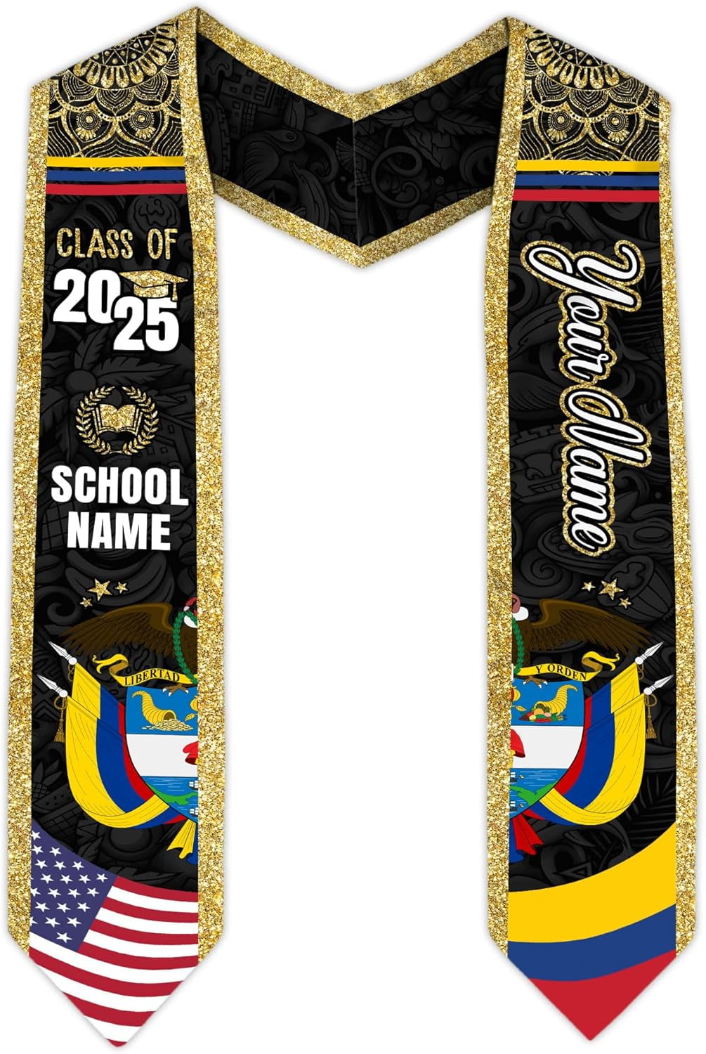 Colombians Graduation Sash, Custom Colombians American Flag Graduation ...
