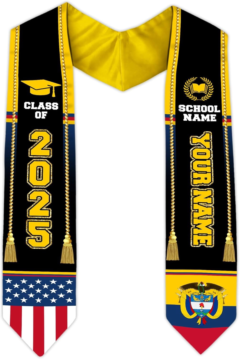 Colombians Graduation Sash, Custom Colombians American Flag Graduation ...