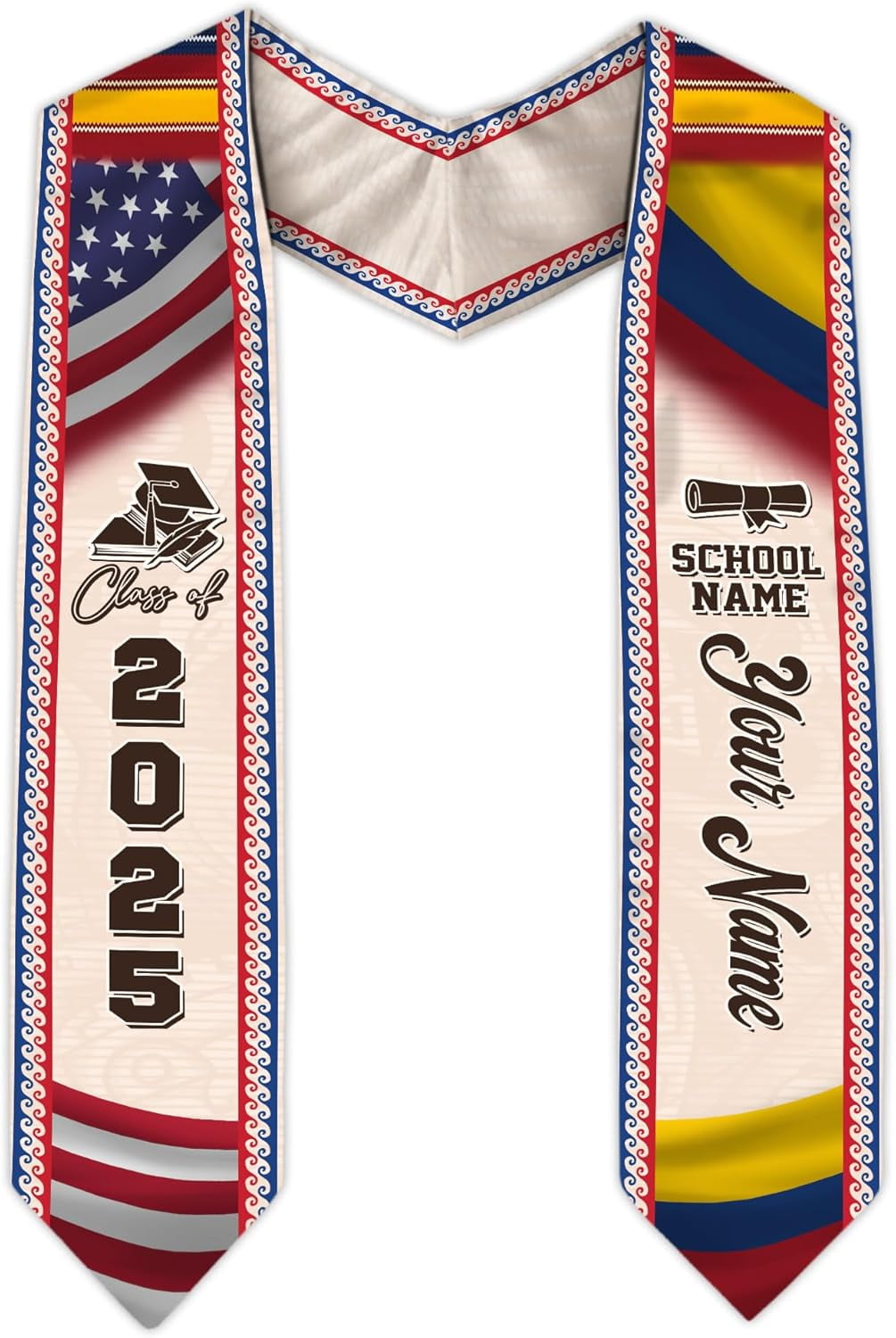 Colombians Graduation Sash, Custom Colombians American Flag Graduation ...