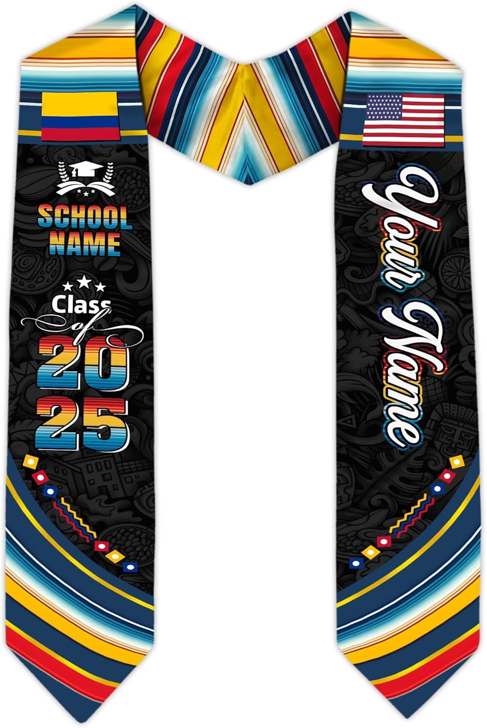 Colombians Graduation Sash, Custom Colombians American Flag Graduation ...