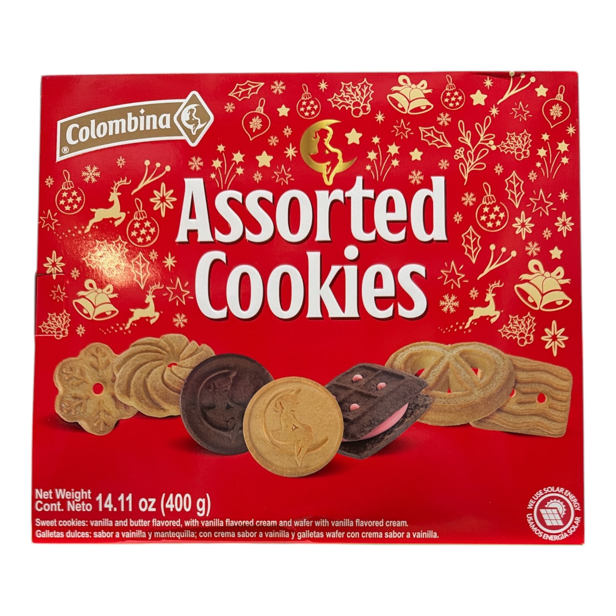 Colombina Assorted Cookies Holiday Box 14.11oz, Vanilla and Chocolate ...