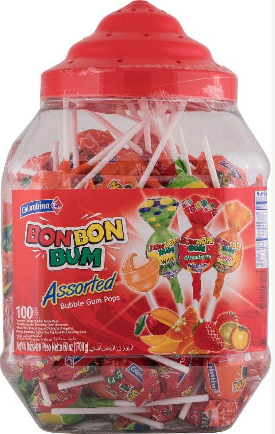 Colombina Bon Bon Bum Assorted Pops, 100 Count Jar - Walmart.com