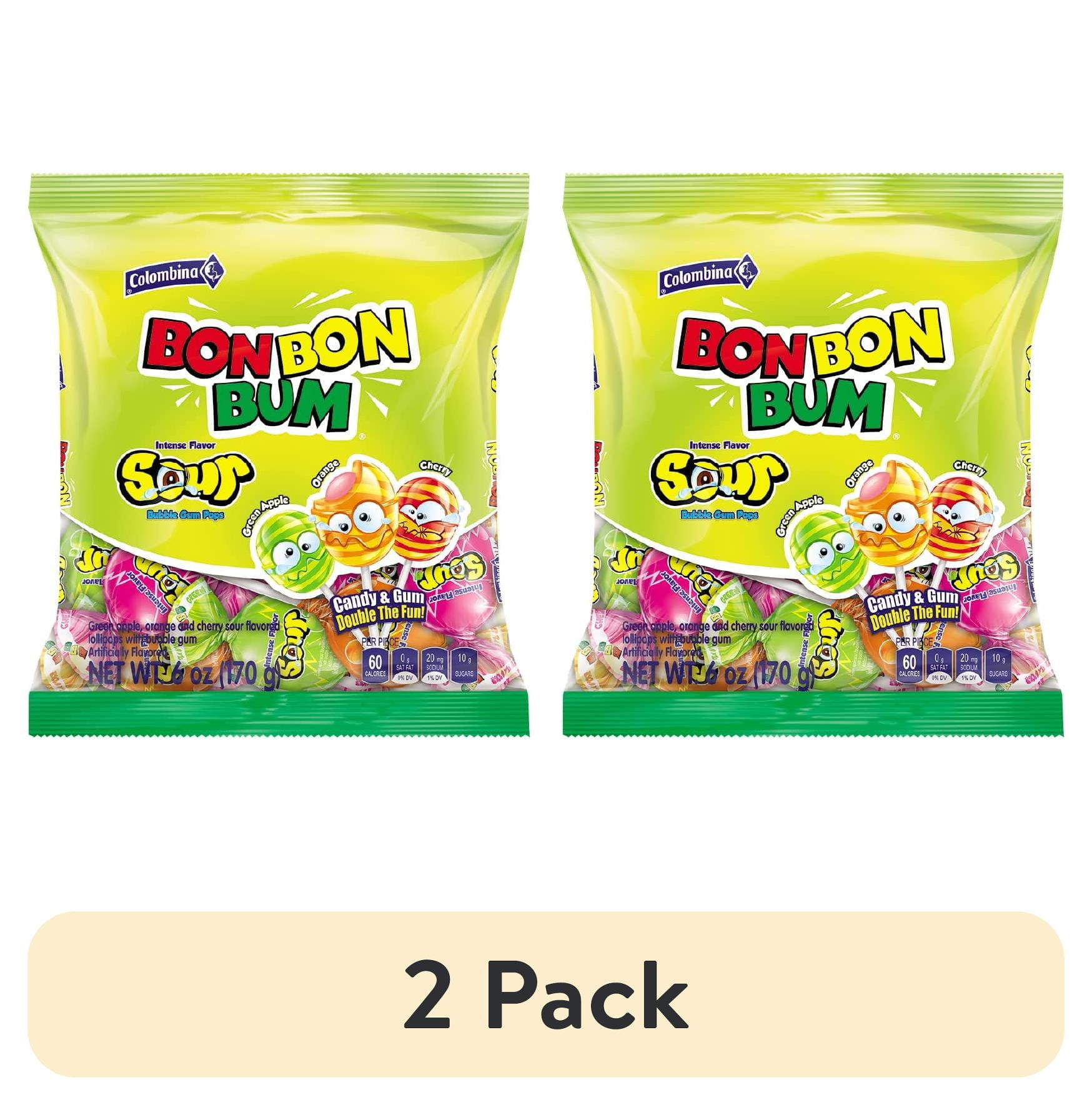 (2 pack) Colombina Bon Bon Bum Bubble Gum Pops Sour 6 Oz (Pack of 12 ...