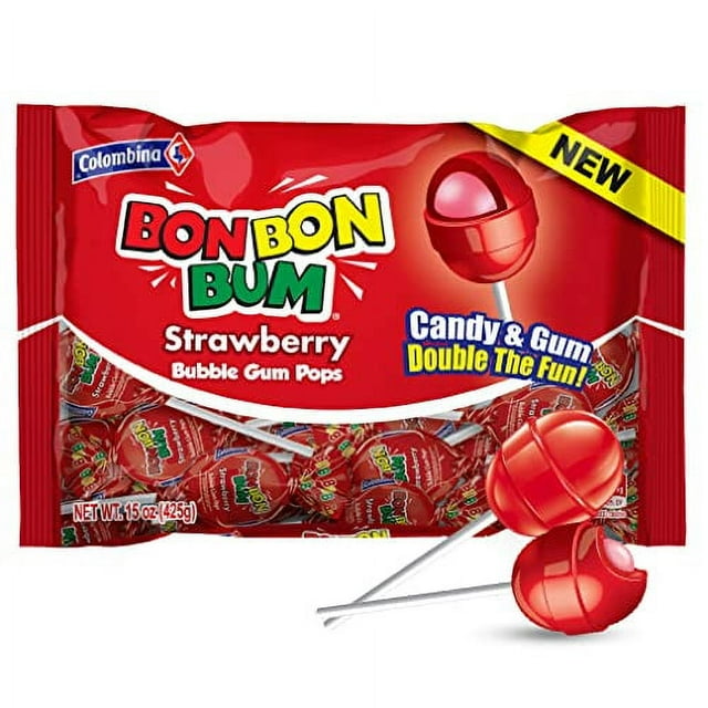 Colombina Bon Bon Bum Lollipops w/Bubble Gum Center - Classic ...