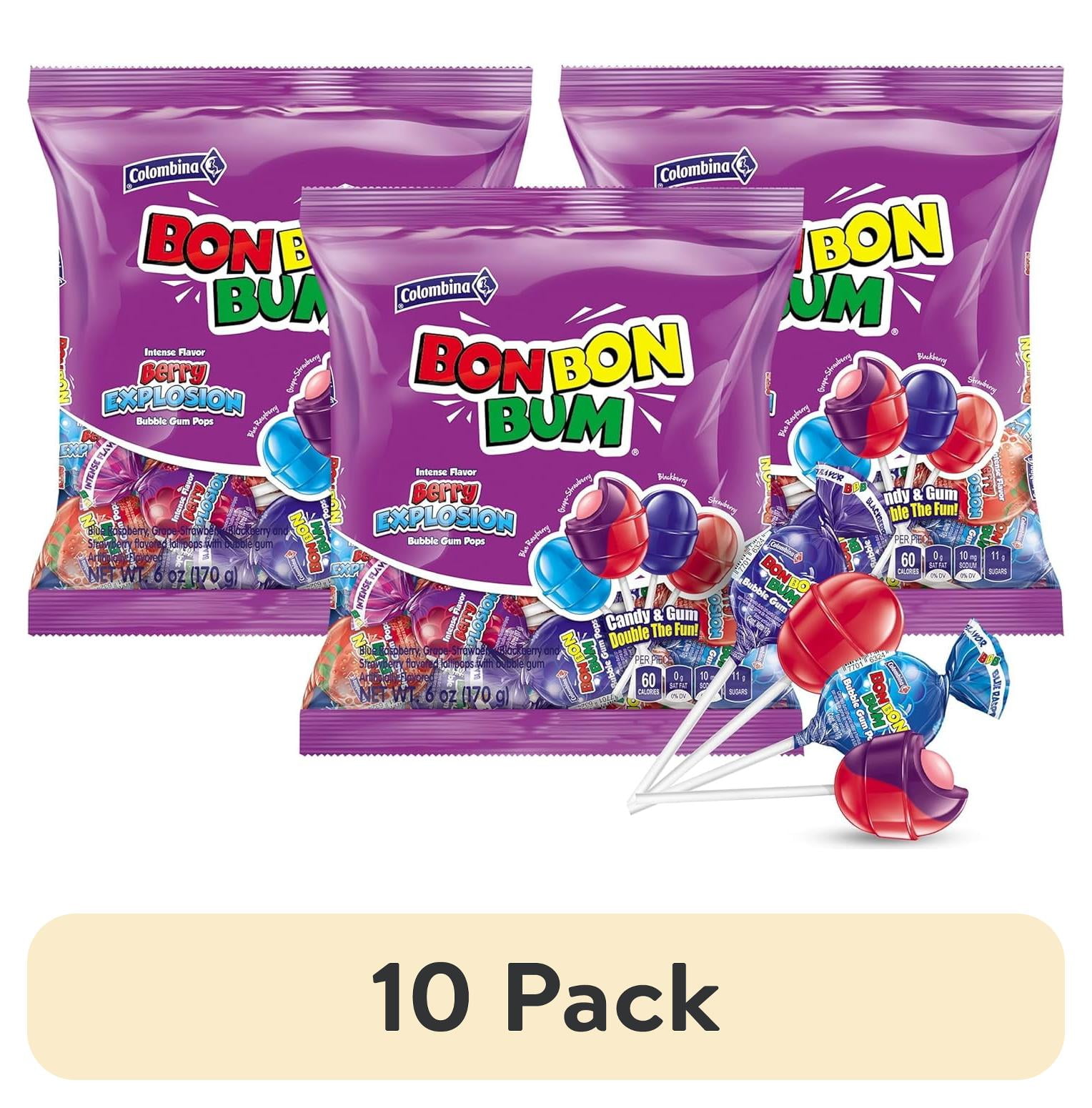 (10 pack) Colombina Bon Bon Bum Lollipops - Berry Explosion Mix, Raspberry, Blackberry ...