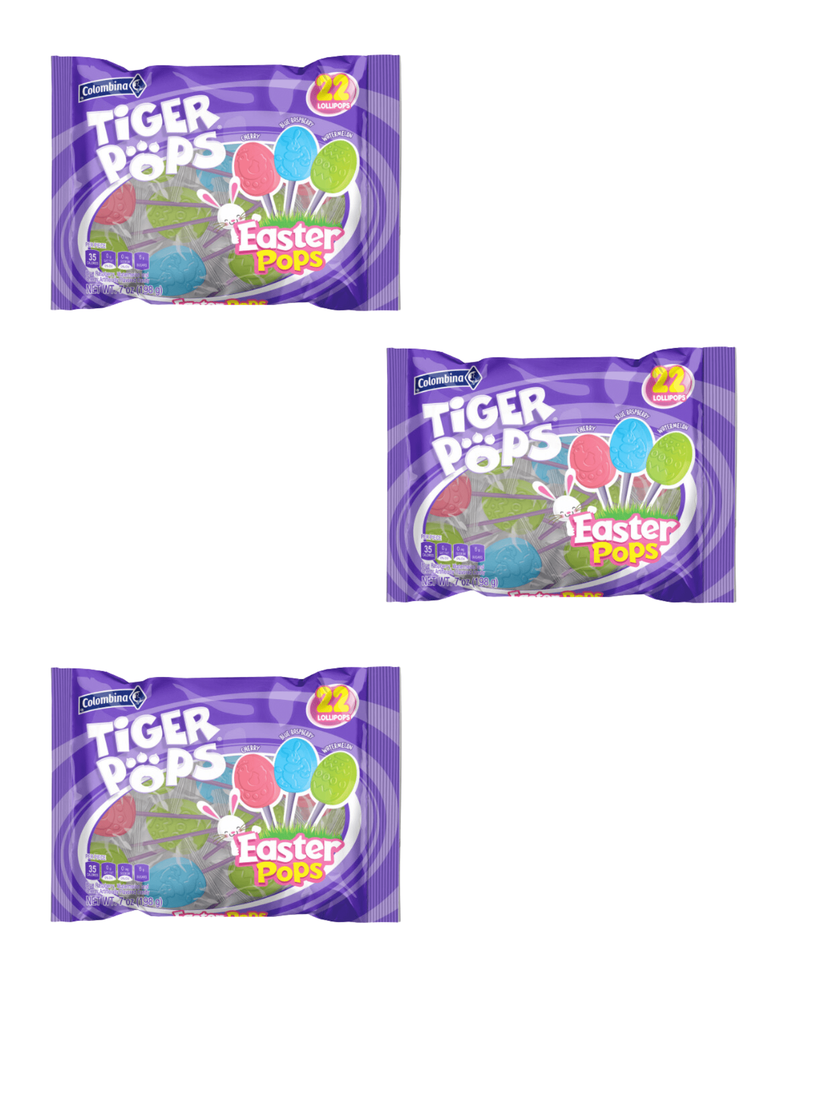 Colombina Tiger Pops Easter Pops - Assorted Cherry, Blue Raspberry, and ...