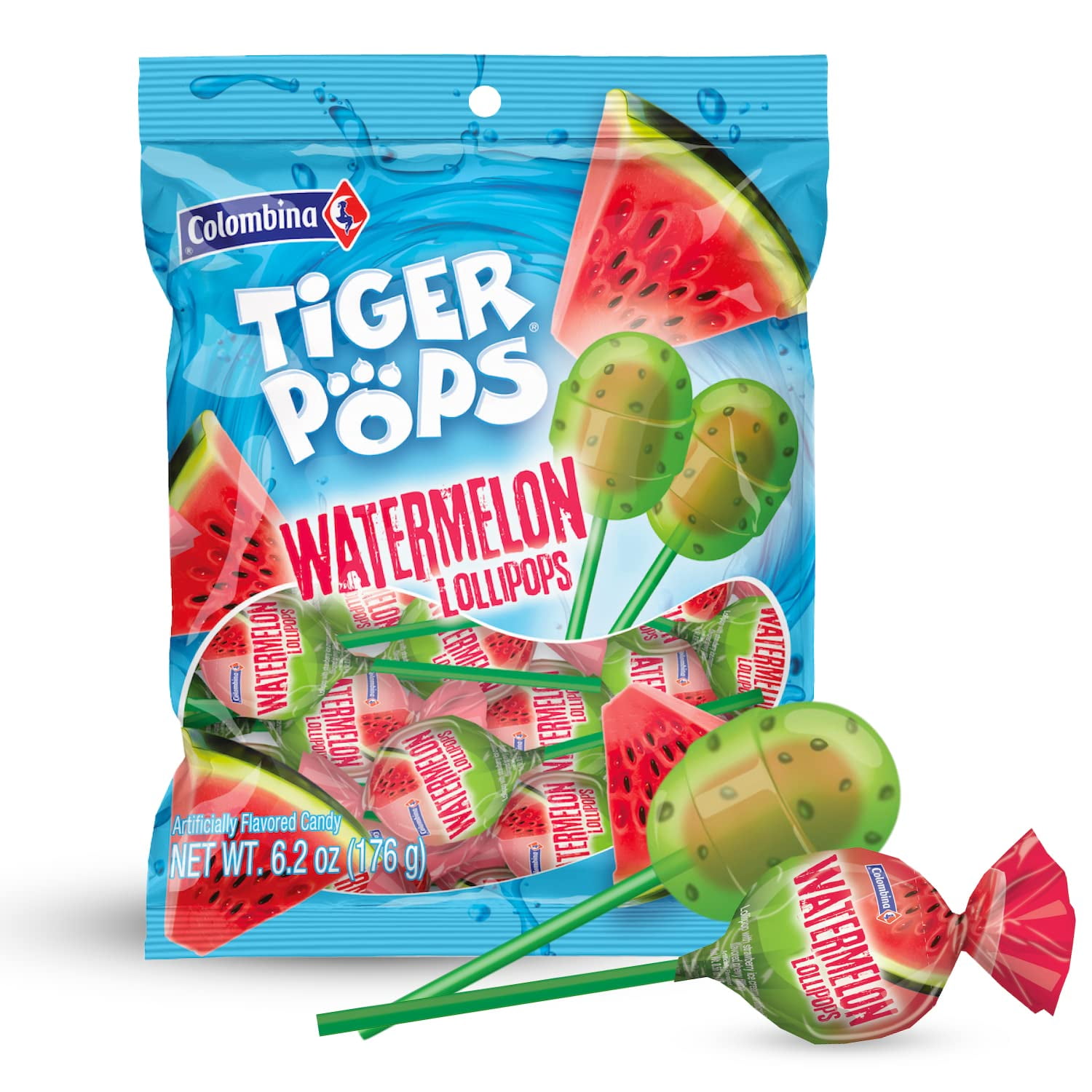 Colombina Tiger Pops Watermelon Lollipops Pack - for Summertime Fun ...