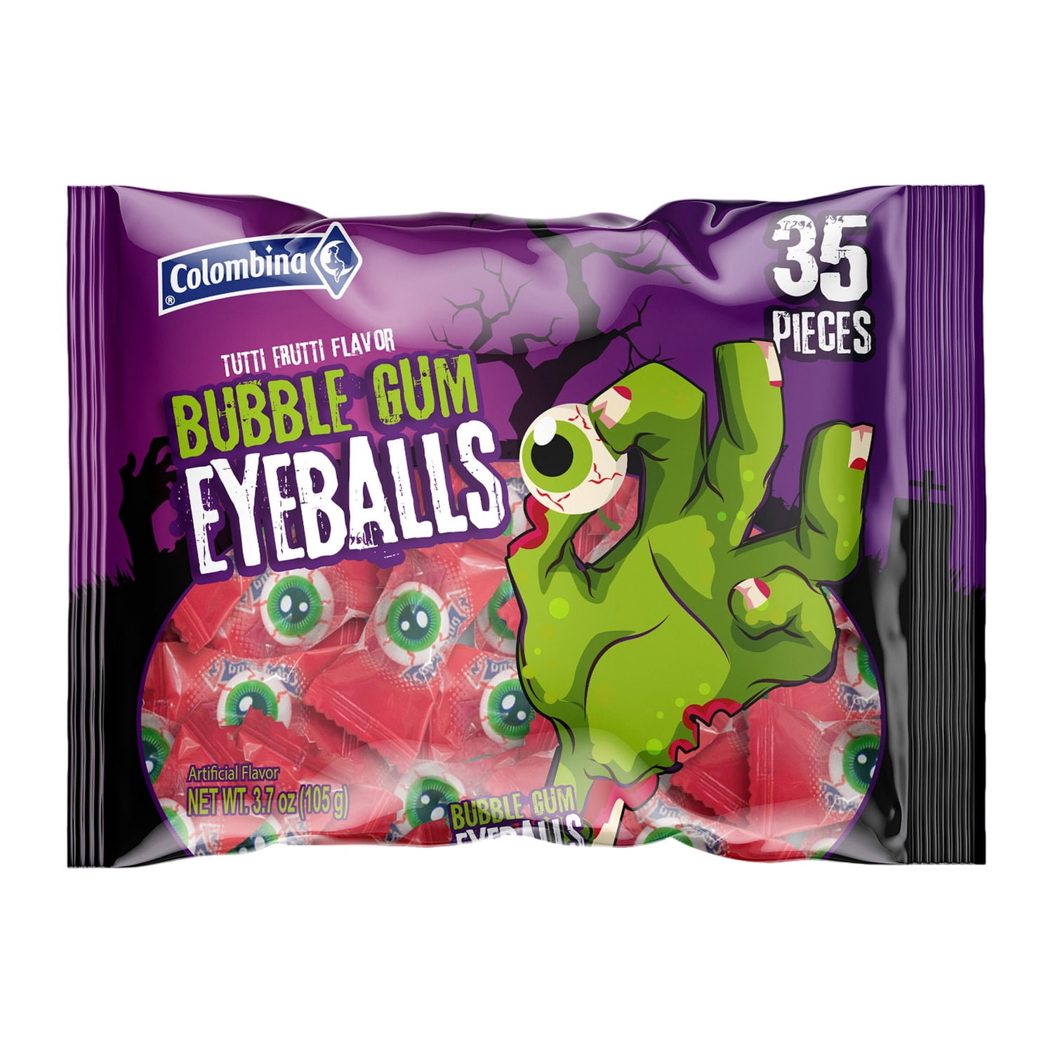 Colombina Tutti Frutti Flavor Bubble Gum Eyeballs, 35 Pieces, 3.7 oz ...