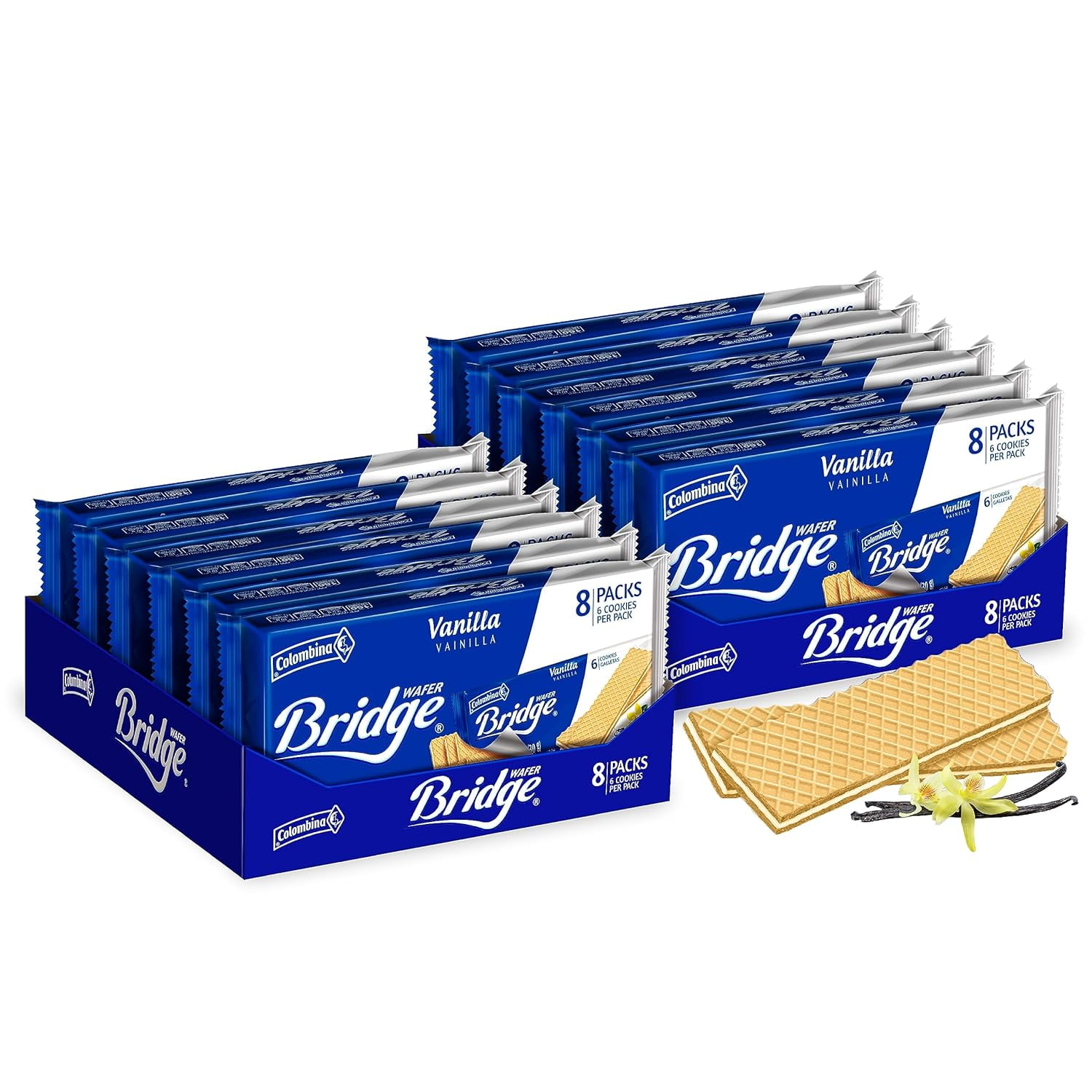 Colombina Vanilla Wafer Bridge Packs - Delicious Vanilla Flavor Cream ...