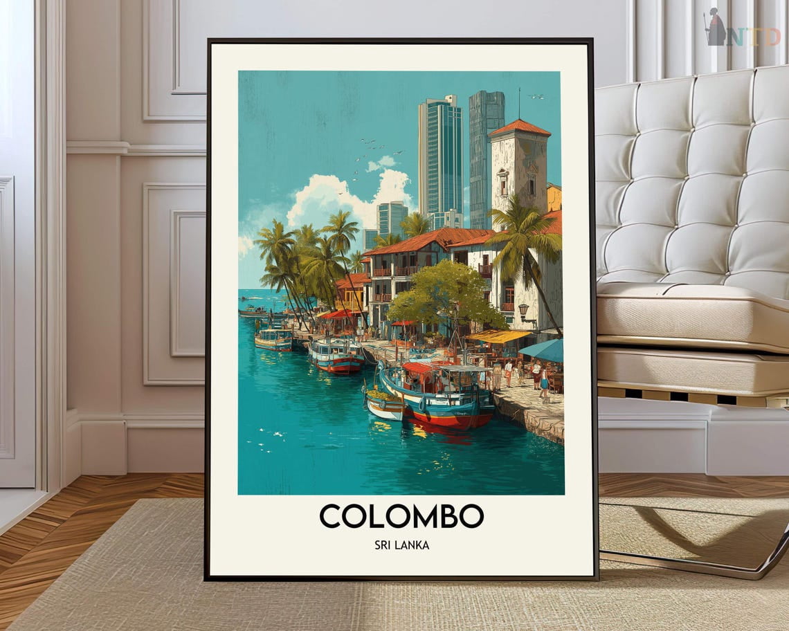 Colombo Sri Lanka City Poster, Stretched Canvas 12x16in - Walmart.com