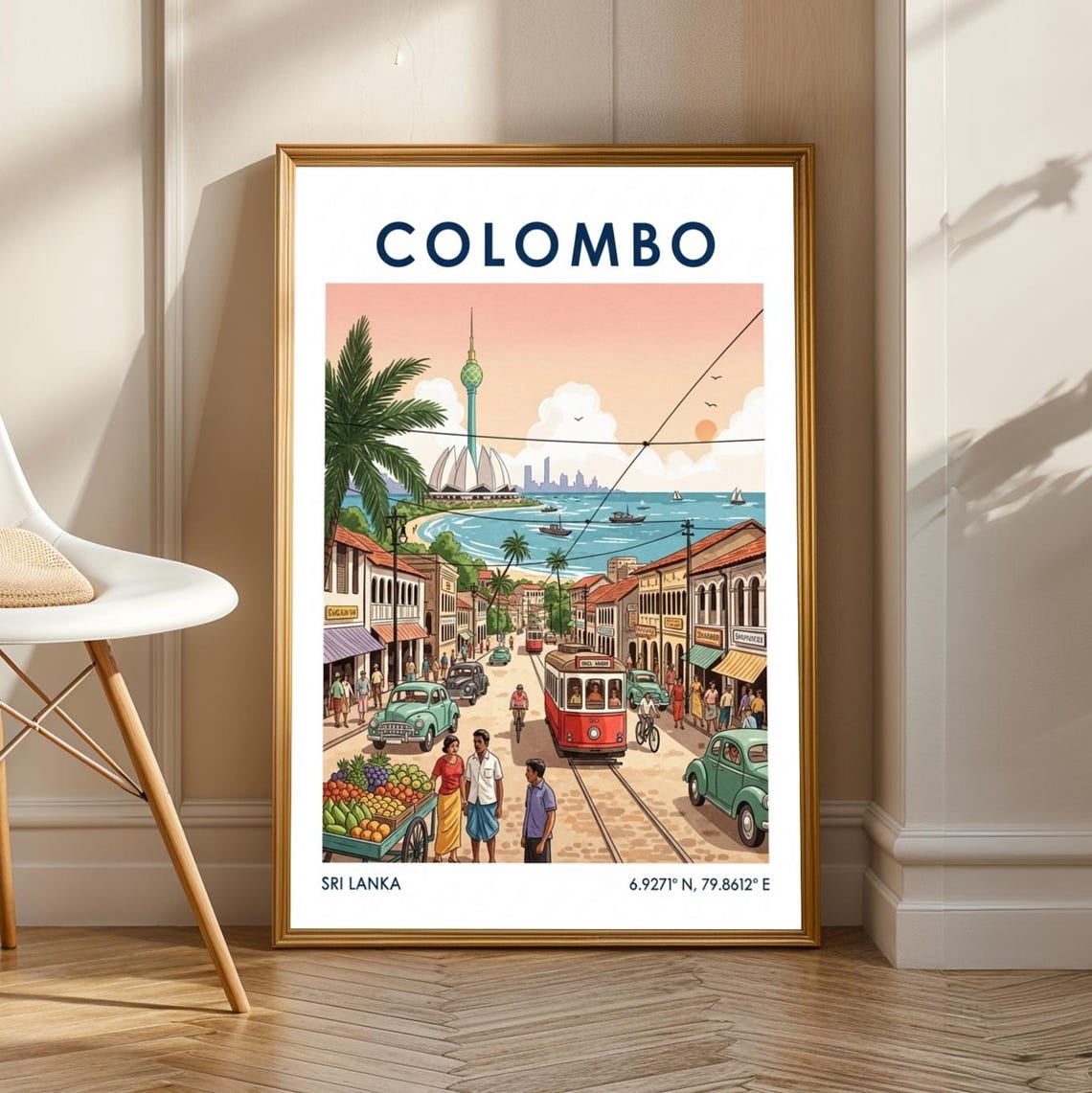Colombo Sri Lanka Travel Poster: Vintage Gouache Skyline Art, Unframed ...