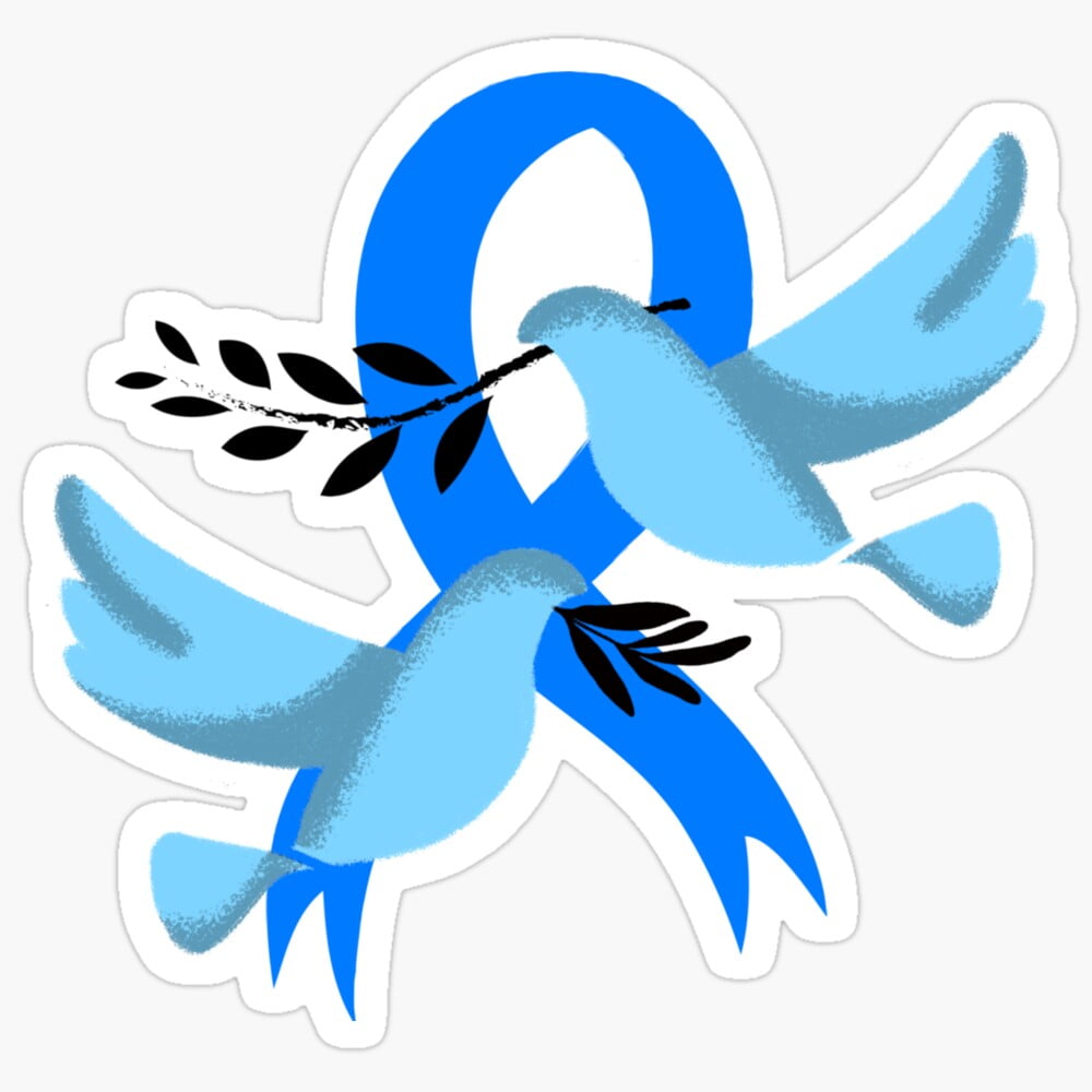Colon Cancer Awareness Birds With Blue Ribbon Sticker Phone Decal Water ...