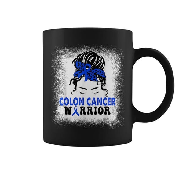 Colon Cancer Awareness Colorectal Cancer Messy Bun Coffee Mugs ...