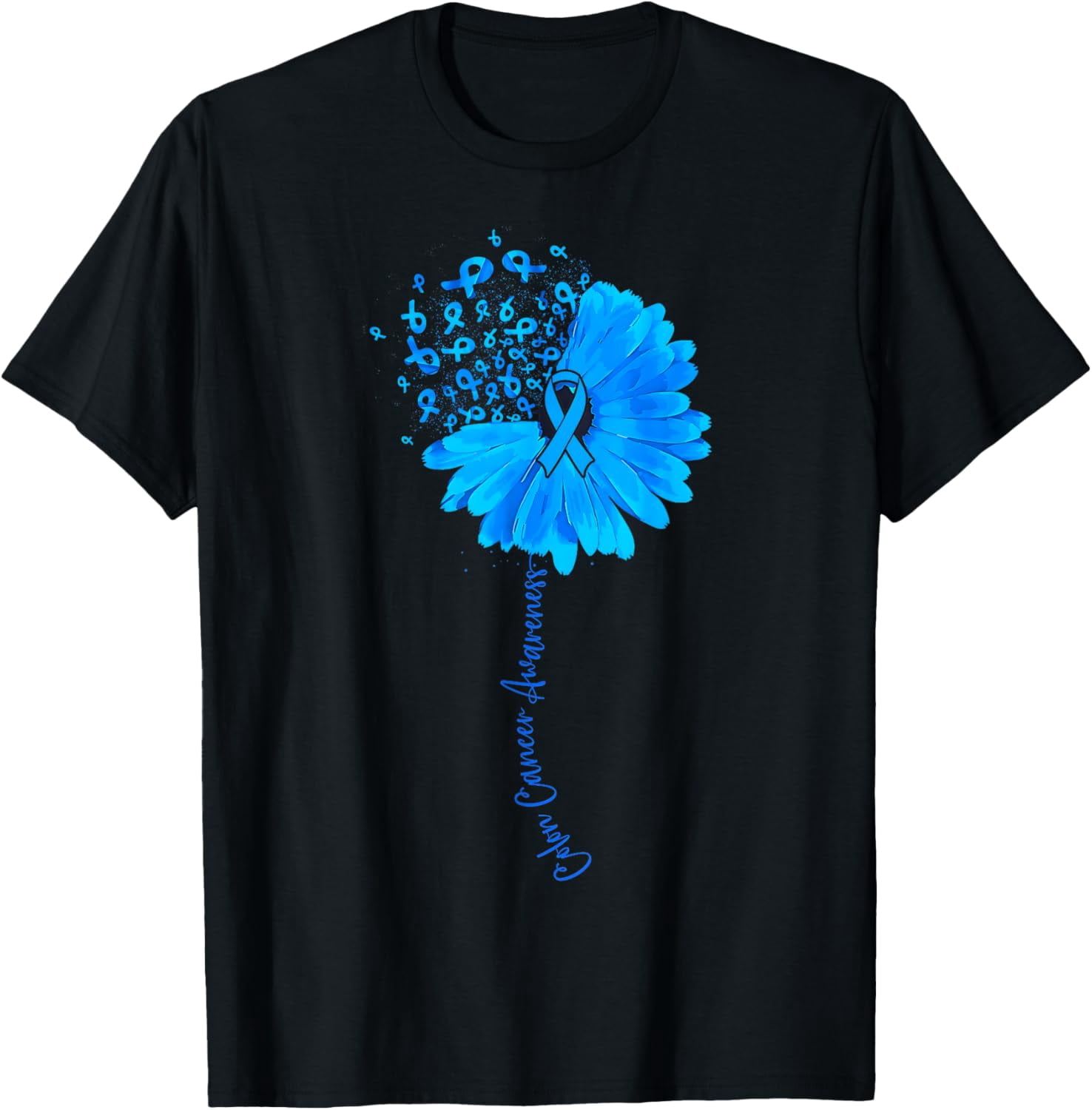 Colon Cancer Awareness Flower Survivor Fighter Dandelion T-Shirt ...