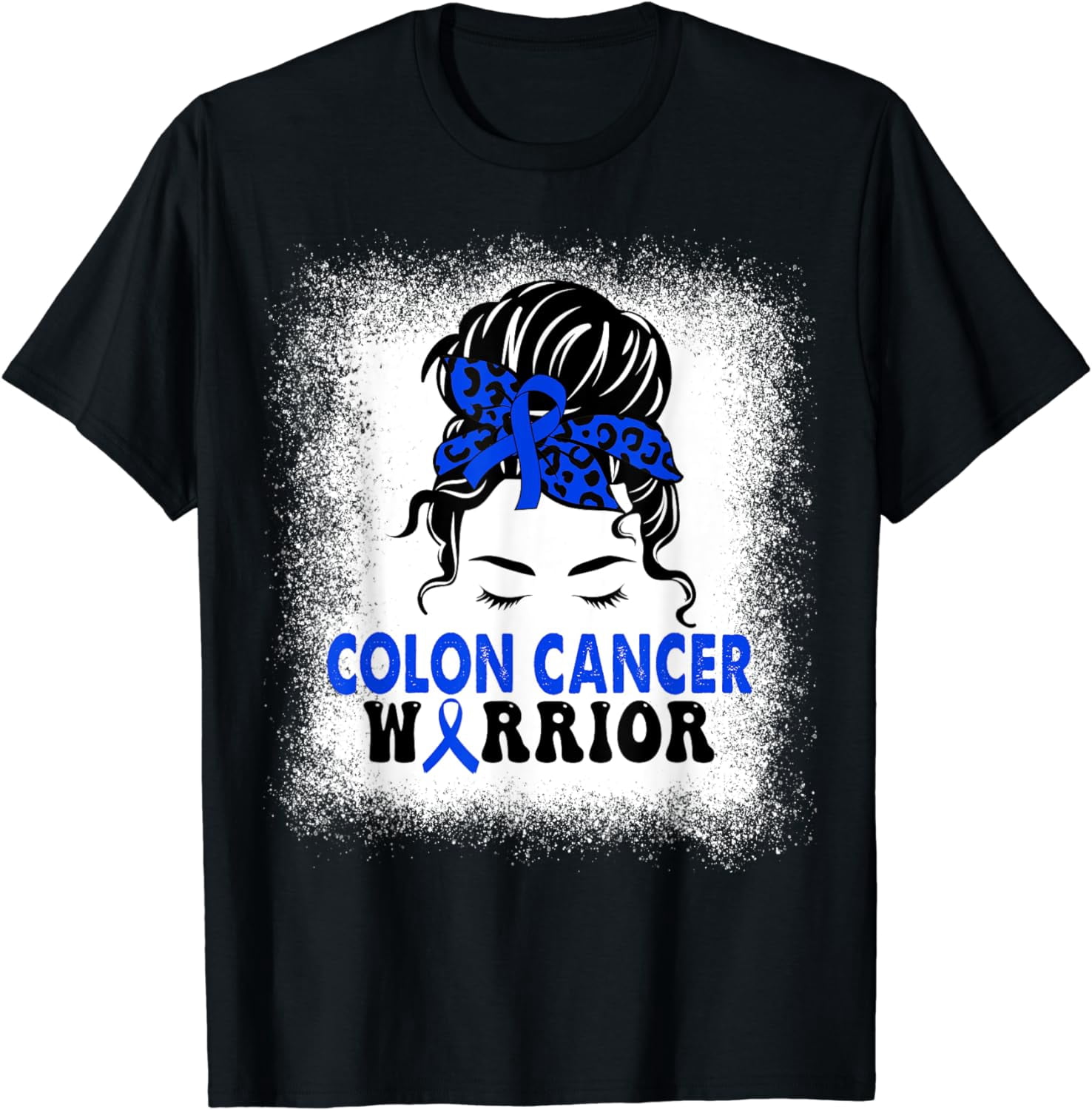 Colon Cancer Awareness Shirt Colorectal Cancer Messy Bun T-Shirt ...