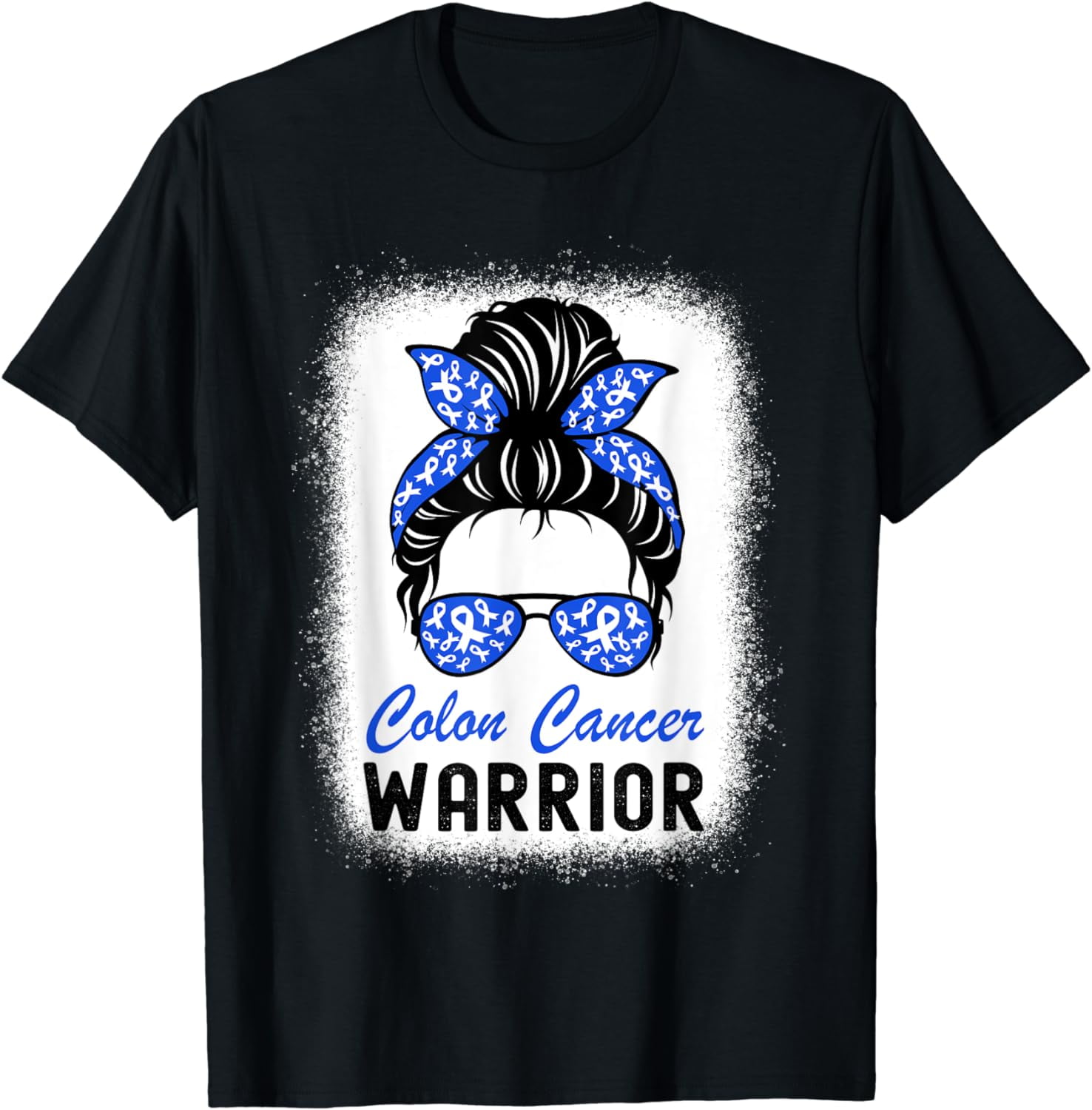 Colon Cancer Awareness Shirt Colorectal Cancer Messy Bun T-Shirt ...
