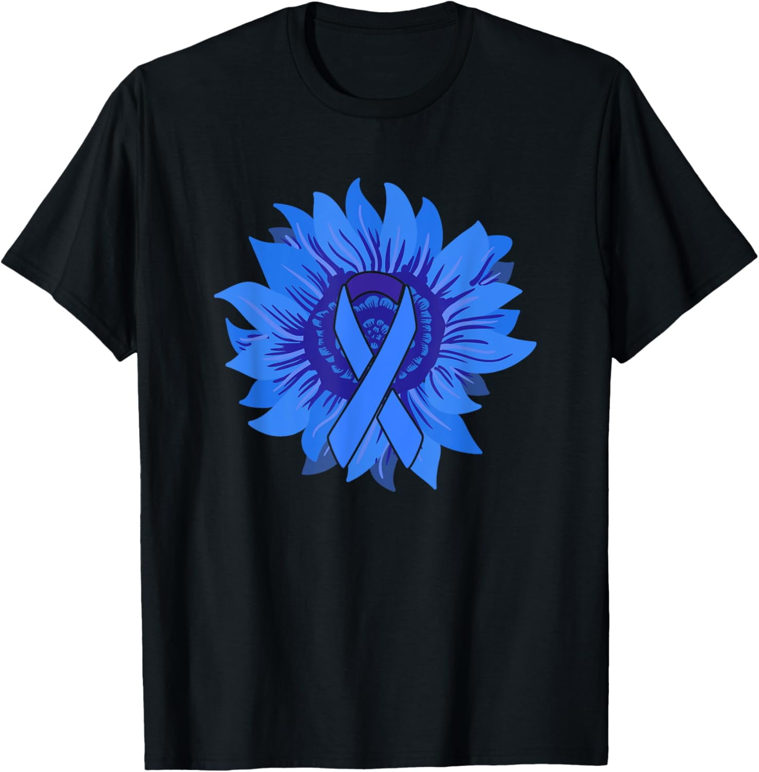 Colon Cancer Awareness Sunflower Ribbon Fighter Survivor T-Shirt ...