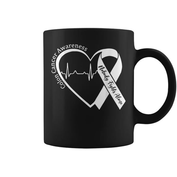 Colon Cancer Awareness Support Family Matching Blue Ribbon Coffee Mugs ...