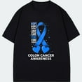 Colon Cancer Awareness T-Shirt Black Blue Ribbon Heart And Words Hope ...